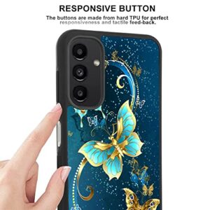 OOK Compatible with Samsung Galaxy A14 Case,[Built in Screen Protector] Anti Slip Shockproof Protective Case for Samsung Galaxy A14 5G Blue Butterfly