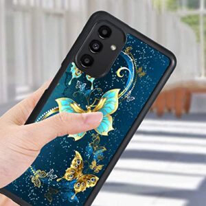 OOK Compatible with Samsung Galaxy A14 Case,[Built in Screen Protector] Anti Slip Shockproof Protective Case for Samsung Galaxy A14 5G Blue Butterfly