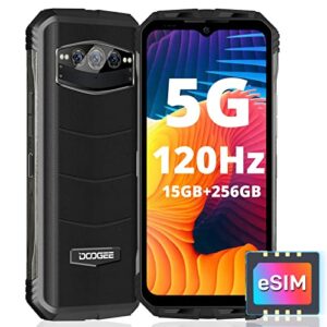 doogee v30 rugged smartphone(2023), esim dual 5g 15gb+256gb rugged phone unlocked, 6.6" fhd+ /120hz rugged cell phone, dual hi-res speakers, android 12, 108mp triple camera, night vision, nfc, otg