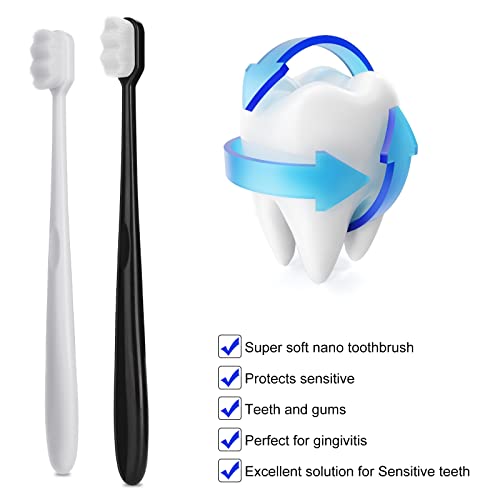 WLLHYF 2 PCS Extra Soft Micro Nano Toothbrush, Ultra Soft Toothbrushes with 10000 Soft Bristles Sterile Fiber Adult Toothbrush Painless Brushing for Teeth Oral Gum Recession