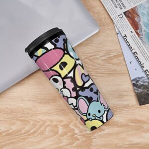 ORPJXIO Coffee Cup Kuromi Anime My Melody Insulated Water Bottle Double-Layer Mug Tumbler Cup With Lid 12 OZ