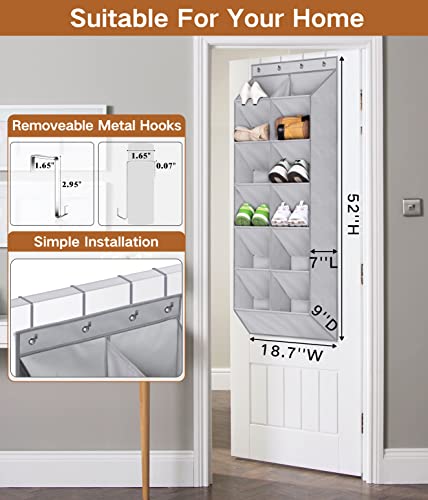 SLEEPING LAMB Shoe Rack for Door with Large Deep Pocket and Hanging Shoe Organizer for Closet Over The Door Shoe Rack