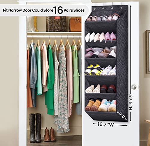 SLEEPING LAMB Shoe Rack for Door with Large Deep Pocket and Hanging Shoe Organizer for Closet Over The Door Shoe Rack