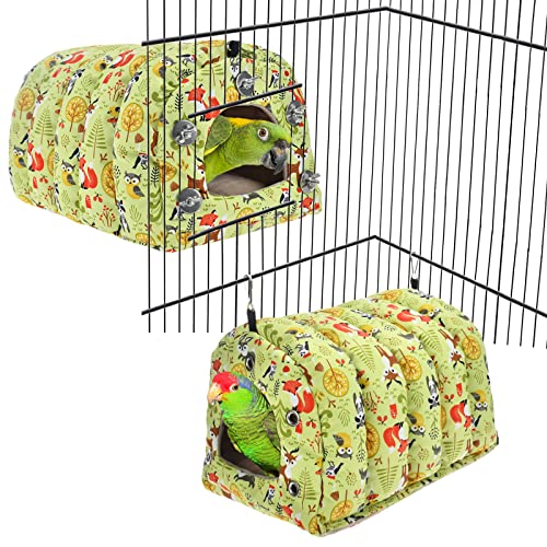 Vehomy Warm Bird Nest Hut Parrot Cozy Bed Tent Cage-Mounted Bird Bed Bird Parrot Hideout Hammock Swing Fluffy Parrot Sleeping Bed Parrot Hideaway for Cockatiels Parakeet Budgies African Grey L