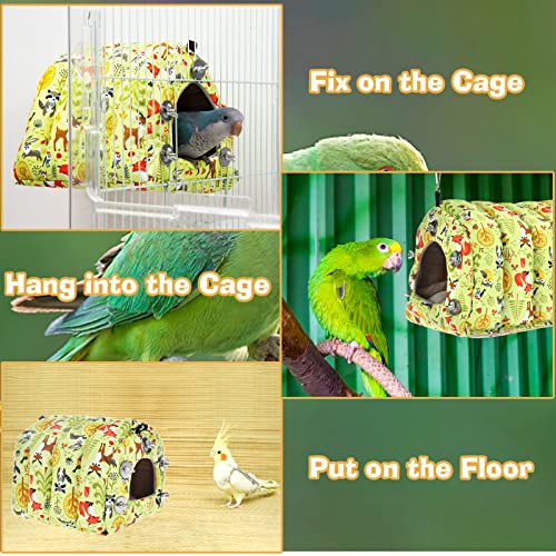 Vehomy Warm Bird Nest Hut Parrot Cozy Bed Tent Cage-Mounted Bird Bed Bird Parrot Hideout Hammock Swing Fluffy Parrot Sleeping Bed Parrot Hideaway for Cockatiels Parakeet Budgies African Grey L