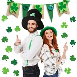 60 Pieces St Patricks Day Cutouts Shamrock Cutouts with Glue Point Green Shamrock Lucky Clover Decoration for St. Patrick 's Day Party Classroom Bulletin Board Decoration Classroom Decor