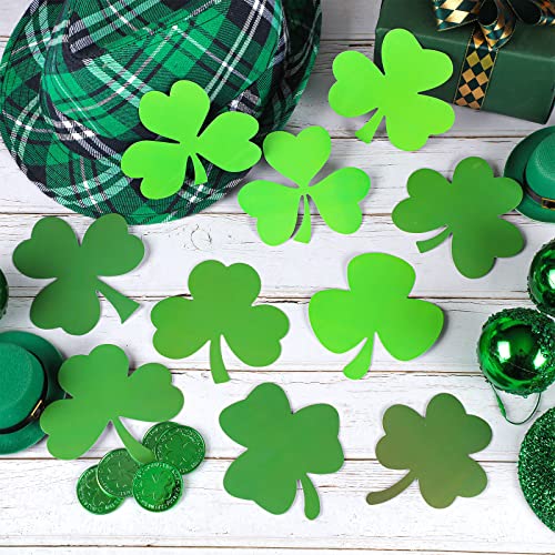 60 Pieces St Patricks Day Cutouts Shamrock Cutouts with Glue Point Green Shamrock Lucky Clover Decoration for St. Patrick 's Day Party Classroom Bulletin Board Decoration Classroom Decor