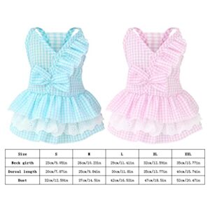 Small Dog Outfits for Girls Princess Cotton Pet Dog Dress Spring and Summer Pet Clothes Spring Cute Pet Supplies Cotton Peach Dress Bow Skirt Dog Outfits for Small Dogs