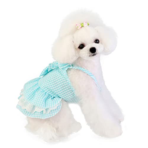 Small Dog Outfits for Girls Princess Cotton Pet Dog Dress Spring and Summer Pet Clothes Spring Cute Pet Supplies Cotton Peach Dress Bow Skirt Dog Outfits for Small Dogs