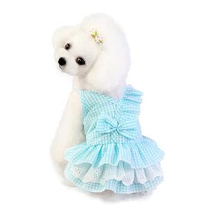 Small Dog Outfits for Girls Princess Cotton Pet Dog Dress Spring and Summer Pet Clothes Spring Cute Pet Supplies Cotton Peach Dress Bow Skirt Dog Outfits for Small Dogs