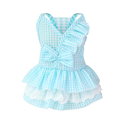 Small Dog Outfits for Girls Princess Cotton Pet Dog Dress Spring and Summer Pet Clothes Spring Cute Pet Supplies Cotton Peach Dress Bow Skirt Dog Outfits for Small Dogs