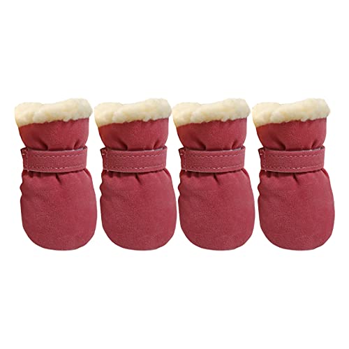 HonpraD Medium Size Dog Shoes Warm Pet Shoes and Plus Windproof Warm Velvet Boots Snow Soft-Soled Pet Clothes Cute Christmas Clothes for Puppies