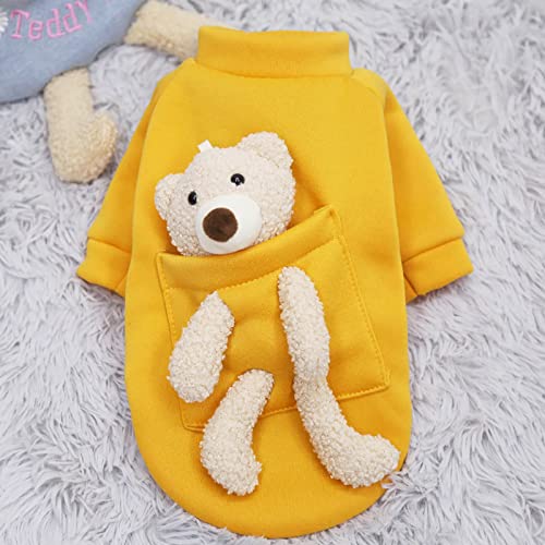 Dog Clothes Boy Medium Pocket Bear Dogs and Cats Guard Clothes Autumn and Winter Plus Fleece Small Dogs Warm Pet Clothes Extra Small Puppy Clothes Girl