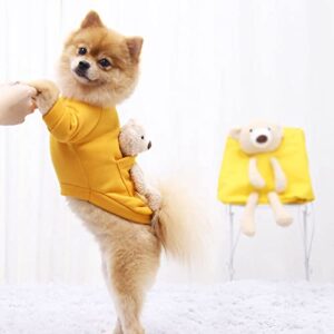 Dog Clothes Boy Medium Pocket Bear Dogs and Cats Guard Clothes Autumn and Winter Plus Fleece Small Dogs Warm Pet Clothes Extra Small Puppy Clothes Girl