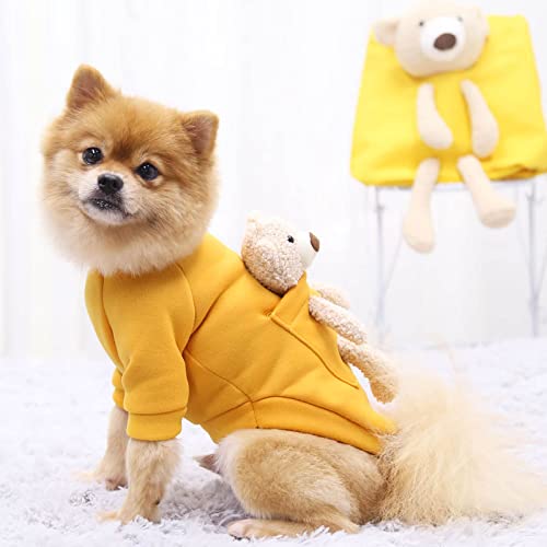 Dog Clothes Boy Medium Pocket Bear Dogs and Cats Guard Clothes Autumn and Winter Plus Fleece Small Dogs Warm Pet Clothes Extra Small Puppy Clothes Girl