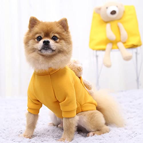 Dog Clothes Boy Medium Pocket Bear Dogs and Cats Guard Clothes Autumn and Winter Plus Fleece Small Dogs Warm Pet Clothes Extra Small Puppy Clothes Girl