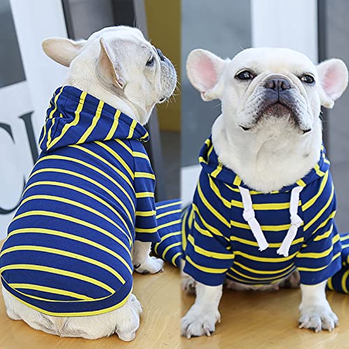 Small Puppy Sweaters Boy Pet Autumn and Winter Hoodies Fleece Stripe Sweatshirt Pet Cats and Dogs Warm Clothe Pet Supplies Small Doggy Clothes