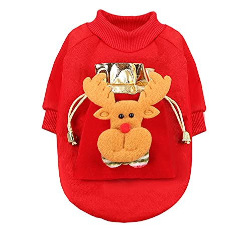 Christmas Sweater for Dogs Girl Warm Cat Decoration Striped Antlers Velvet Pet Dog Clothes Pet Medium-Sized Up Small Winter Dog Clothes Puppy Pet Cat Sweater Jacket Coat for Small Dogs