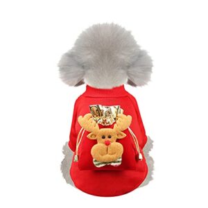 Christmas Sweater for Dogs Girl Warm Cat Decoration Striped Antlers Velvet Pet Dog Clothes Pet Medium-Sized Up Small Winter Dog Clothes Puppy Pet Cat Sweater Jacket Coat for Small Dogs