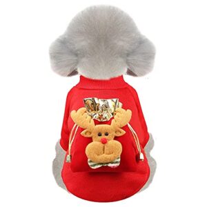 Christmas Sweater for Dogs Girl Warm Cat Decoration Striped Antlers Velvet Pet Dog Clothes Pet Medium-Sized Up Small Winter Dog Clothes Puppy Pet Cat Sweater Jacket Coat for Small Dogs