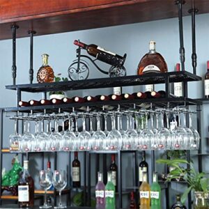 iron bar hangers hanging wine glass rack hanging wine cabinet wine rack hanging shelf rack decoration storage rack j115, pibm, bronze, 60 * 30ccm