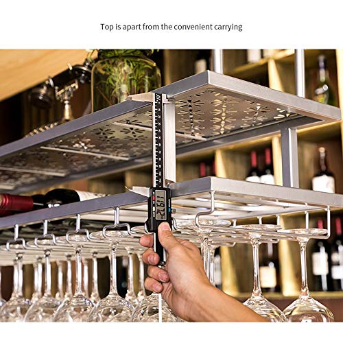 Double Layer Wine Rack Bar Wine Glass Rack Suspension Ceiling Wine Rack Restaurant Wine Bottle Rack J1019, PIBM, Gold, L100×W30cm