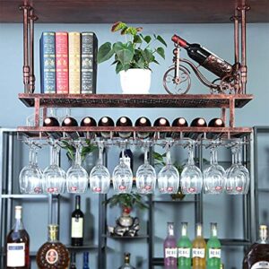 retro european wrought iron wine rack bar double creative simplicity wall hanging wine cabinet wine wine display rack rack wine glass rack j111, pibm, bronze, 150 * 30cm