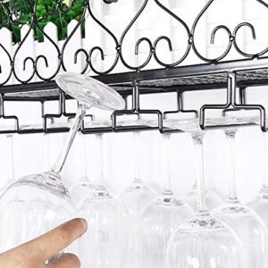 Creative Upside Down Wine Rack Iron Art Red Wine Glass Holder Household Suspension Storage Shelf J1117, PIBM, Black, 80cm