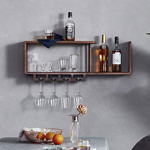 Creative Simplicity Creative Simplicity Wall Mounted Wine Rack, Wooden Hanging Goblet Holder Inverted Cup Frame for Restaurant Living Room Bar J1030, PIBM