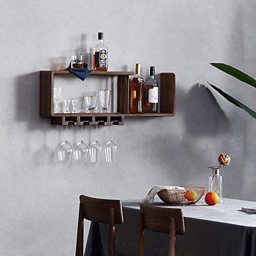 Creative Simplicity Creative Simplicity Wall Mounted Wine Rack, Wooden Hanging Goblet Holder Inverted Cup Frame for Restaurant Living Room Bar J1030, PIBM