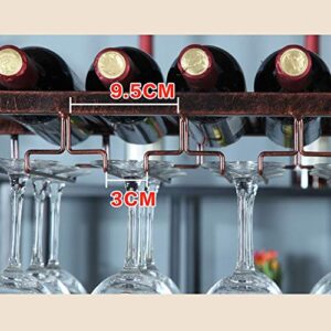 Ceiling Wine Rack Suspension Wine Bottle Rack Bar Wine Glass Rack European Style Goblet Holder J1011, PIBM, Black, L80×W30cm