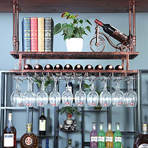 Wine Glass Rack Upside Down Home European Creative Goblet Rack Bar Table Simple Decoration Hanging Grape Wine Rack J1114, PIBM, Bronze, 60 * 30Ccm