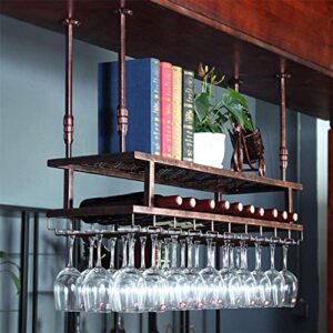 Wine Glass Rack Upside Down Home European Creative Goblet Rack Bar Table Simple Decoration Hanging Grape Wine Rack J1114, PIBM, Bronze, 60 * 30Ccm