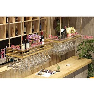 Wine Glass Rack Inverted Wine Rack Simple Style Iron Hanging Wine Glass Holder Ceiling Decorative Frame J1114, PIBM, b, 60x35cm