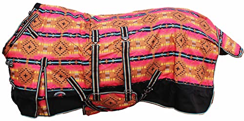 CHALLENGER 72" 1200D Turnout Heavy-Weight Bellyband Rain Horse Winter Blanket Aztec 5B108