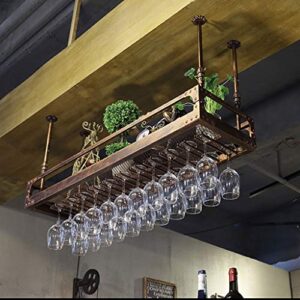 European Hanging Red Wine Glass Rack Upside Down Wine Rack Bar Wrought Iron Goblet Rack Creative Wine Cabinet Decoration Hanger J1031, PIBM, Bronze, 120 * 35cm