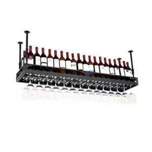 retro industrial style wine rack iron art storage red wine glass holder household suspension decoration j115, pibm, black, 60x35cm