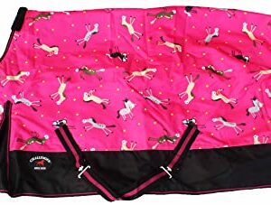 CHALLENGER 70" 600D Horse Turnout Waterproof Medium-Weight Winter Blanket Pink 21EE04