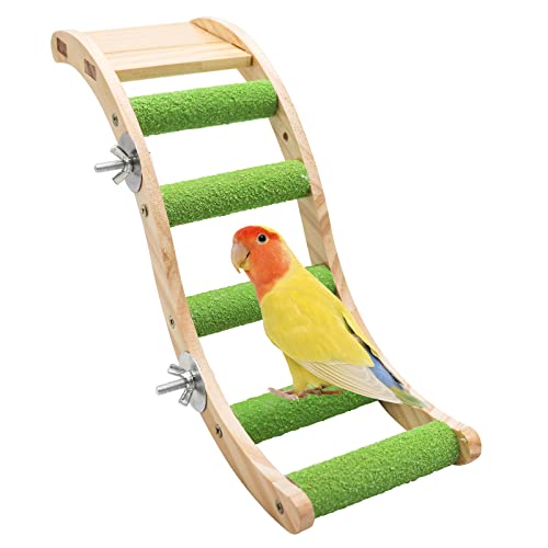 Bird Ladder Bridge, Wooden Pet Parrot Hamster Climbing Ladder Toys, Pet Bird Cage Accessories, Wood Climbing Ladder Perch for Bird Parrot Hamster Squirrel Sugar Gliders Parakeets Cockatiels(S Shape)