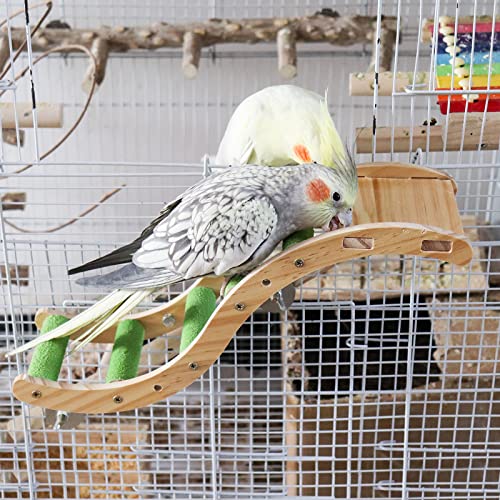 Bird Ladder Bridge, Wooden Pet Parrot Hamster Climbing Ladder Toys, Pet Bird Cage Accessories, Wood Climbing Ladder Perch for Bird Parrot Hamster Squirrel Sugar Gliders Parakeets Cockatiels(S Shape)