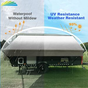 Suncode White RV Modular Retractable Manual RV Awning Frame Assemblies and Fabric for RV,5th Wheel,Travel Trailers,Toy Haulers,and Motorhome RV Trailer Awning for Home or Camper-16x8Ft-Sliver Fade