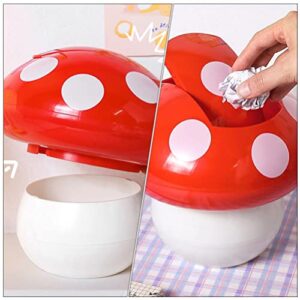 Hemoton Mushroom Mini Trash Can with Lid,Desktop Trash Can,Countertop Mini Garbage Cans, Mini Trash Can for Desk,Tiny Waste Basket