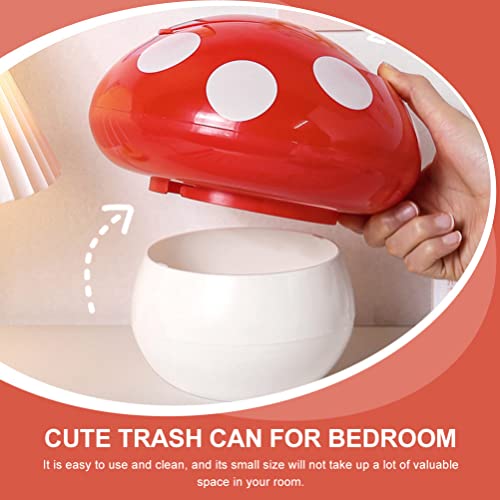 Hemoton Mushroom Mini Trash Can with Lid,Desktop Trash Can,Countertop Mini Garbage Cans, Mini Trash Can for Desk,Tiny Waste Basket