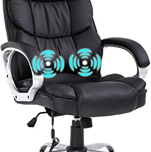 Ergonomic Adjustable Home Office Chair, High Back Massage Desk Chair, 250Lbs Heavy PU Leather Computer Chairs w/Lumbar Support Headrest Armrest Executive Rolling Swivel Chair for Adults