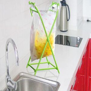 Kichvoe Desktop Stand Trash Bags Holder Stand: Trash Rack Plastic Bag Shelf Portable Hanging Garbage Wire Folding Shelves Indoor Outdoor Random Color Desktop Shelf