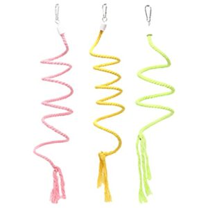 popetpop 3pcs bird rope perch spiral parrots climbing rope bird swing toy standing toys bird cage accessories