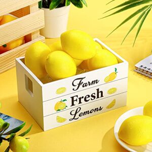 Marsui Lemon Decor Mini Wooden Crate Set Summer Tiered Tray with 8 Faux Lemons Farmhouse Lemonade Kitchen Decorations for Home Shelf Decor (Lemon Style)