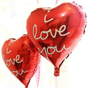 Dzrige 18 Inch I Love You Foil Balloons,Valentines Day Love Heart Mylar Balloons,Red Heart Shaped Balloons for Valentines Day Party Engagement Anniversary Wedding Birthday Decor Supplies (20Pcs)