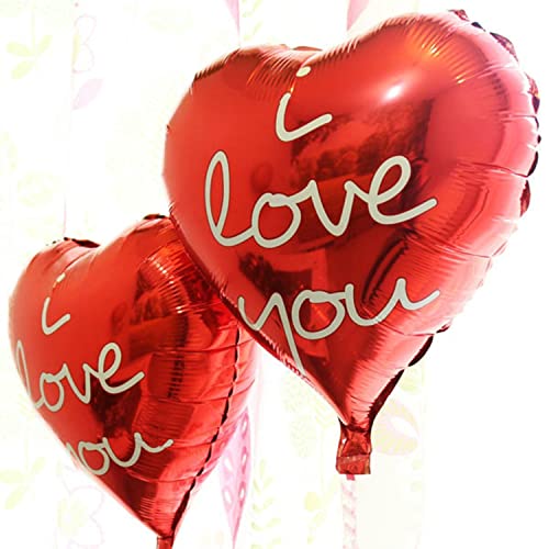 Dzrige 18 Inch I Love You Foil Balloons,Valentines Day Love Heart Mylar Balloons,Red Heart Shaped Balloons for Valentines Day Party Engagement Anniversary Wedding Birthday Decor Supplies (20Pcs)