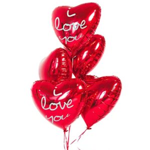 Dzrige 18 Inch I Love You Foil Balloons,Valentines Day Love Heart Mylar Balloons,Red Heart Shaped Balloons for Valentines Day Party Engagement Anniversary Wedding Birthday Decor Supplies (20Pcs)